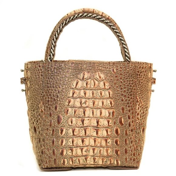 Raviani | Bags | Raviani Brown Crocembossed Leather Handbag | Poshmark